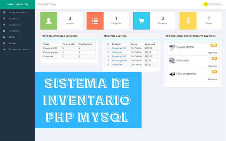 Sistema de Inventario en PHP y MYSQL | Codigo Fuente